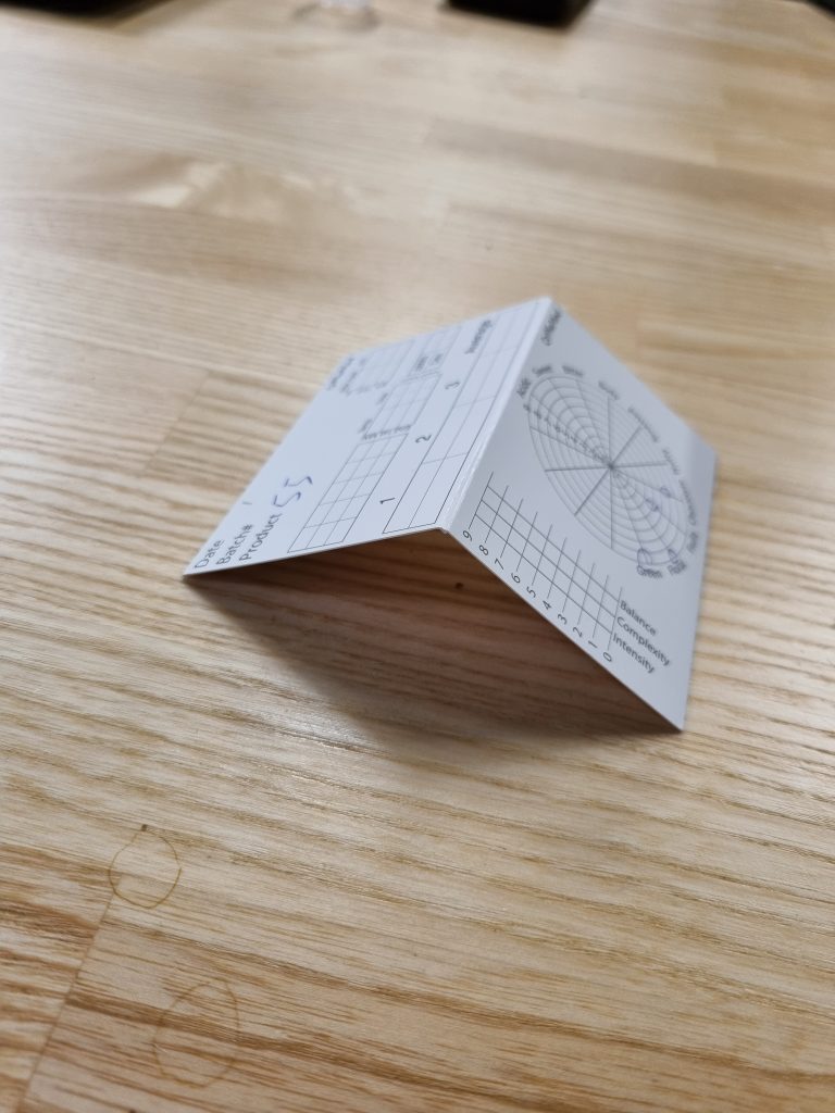 Cupping form + Roasting iteration business card - CoffeeMind